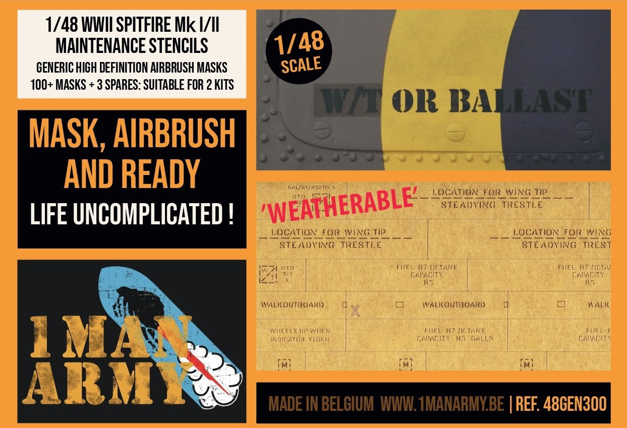 Generic Stencils Spitfire MKI/II - 1/48 Scale – Mr Plamo